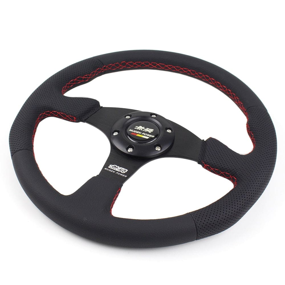 Mugen Steering Wheel 14 Inch | Perforated JDM Leather – Top JDM Store