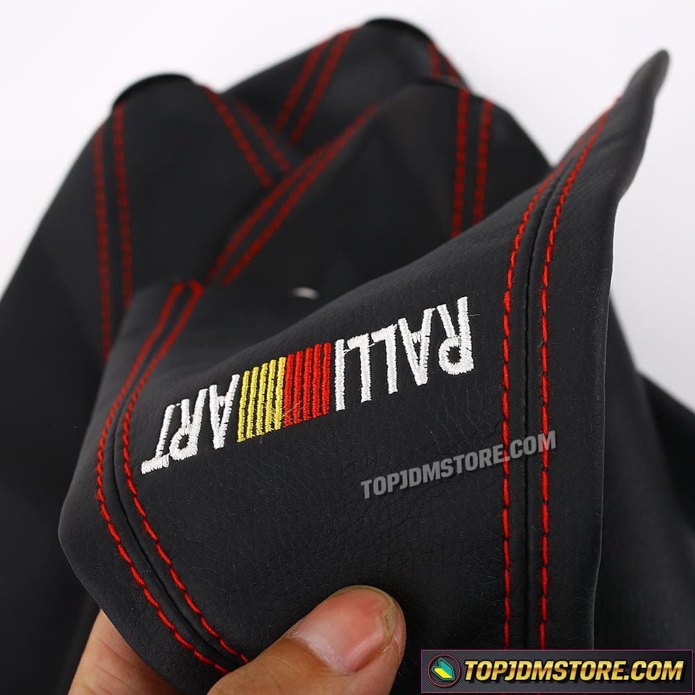 Ralliart JDM Shift Boot | Red Stitch Leather Evo Cockpit Upgrade – Top ...
