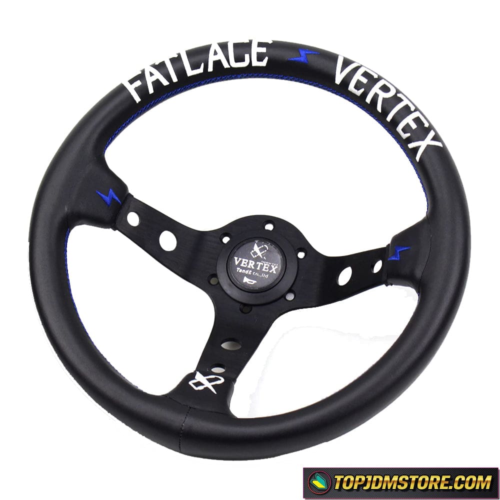 Fatlace Vertex Steering Wheel | 325mm Blue Stitch JDM Deep Dish – Top ...