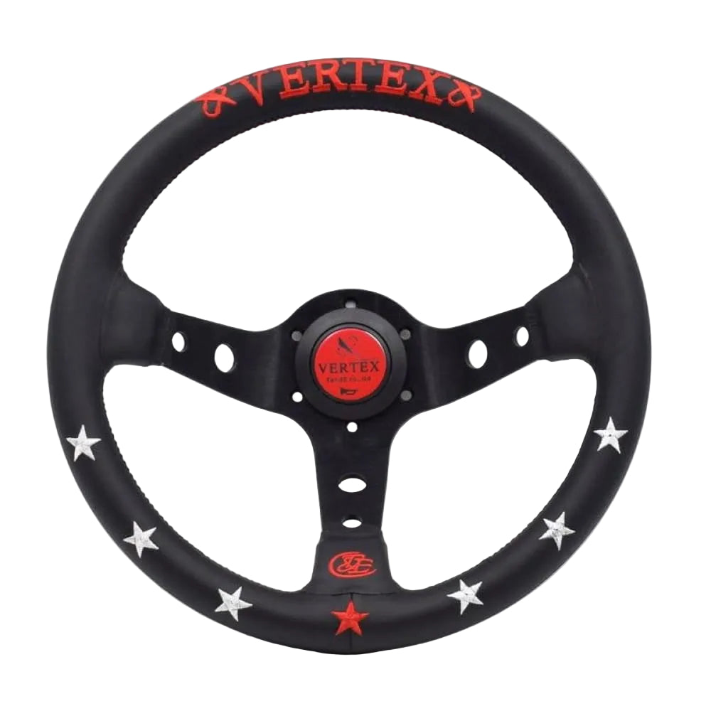 Vertex 7 Star Steering Wheel Leather Red Stitch JDM Aftermarket – Top ...
